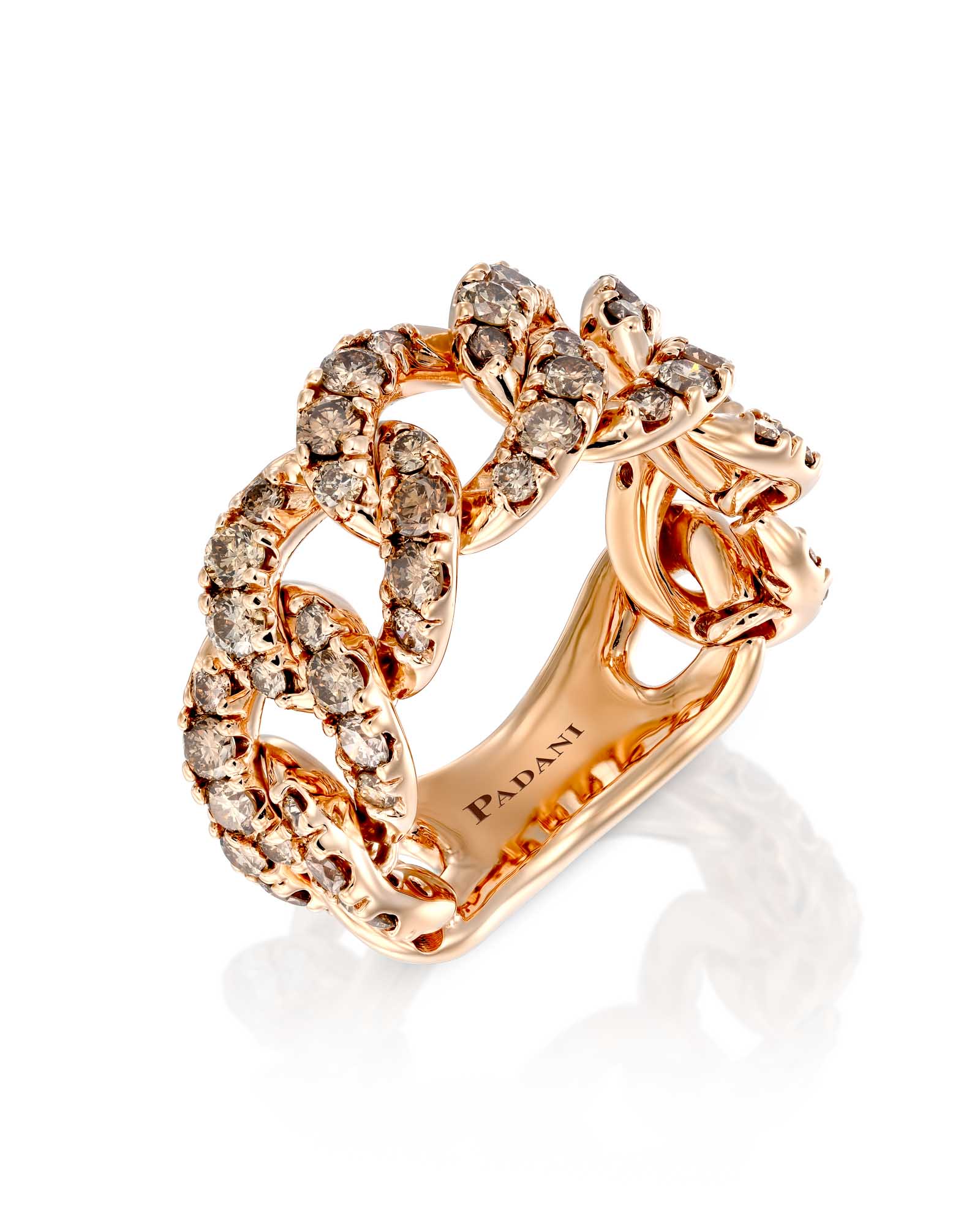 Thin Panzer Link Ring - Brown Diamonds – Padani